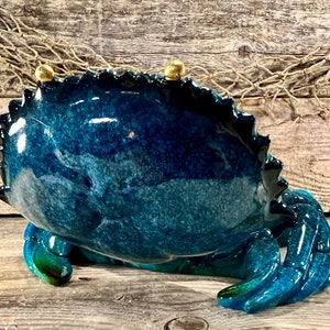Realistic Blue Crab Polyresin Secret Trinket Jewelry Box With Hinged ...