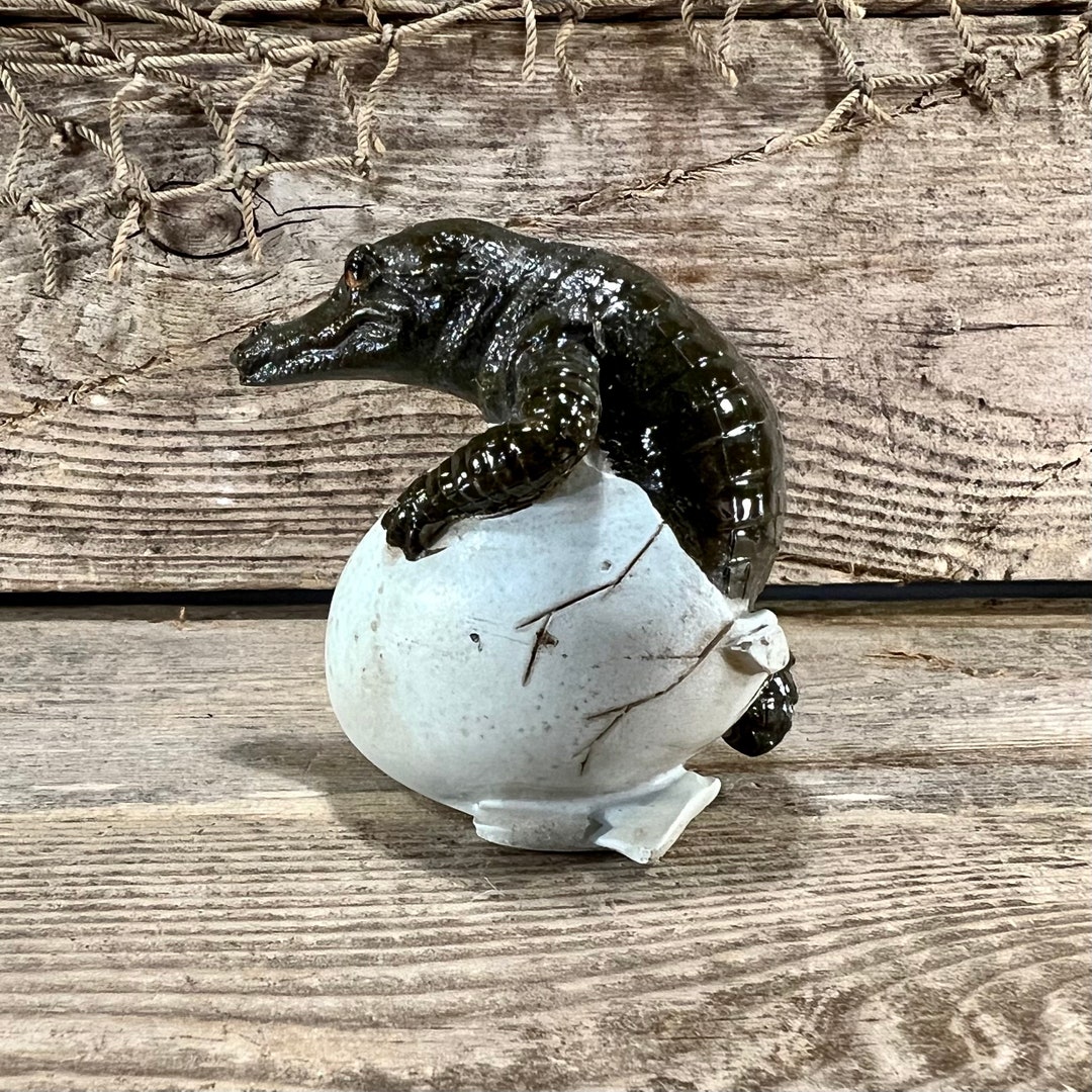 American Alligator Hatchling Climbing From Egg Hand-painted Resin ...