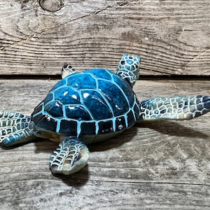 Polyresin Blue Sea Turtle Figurine - Etsy