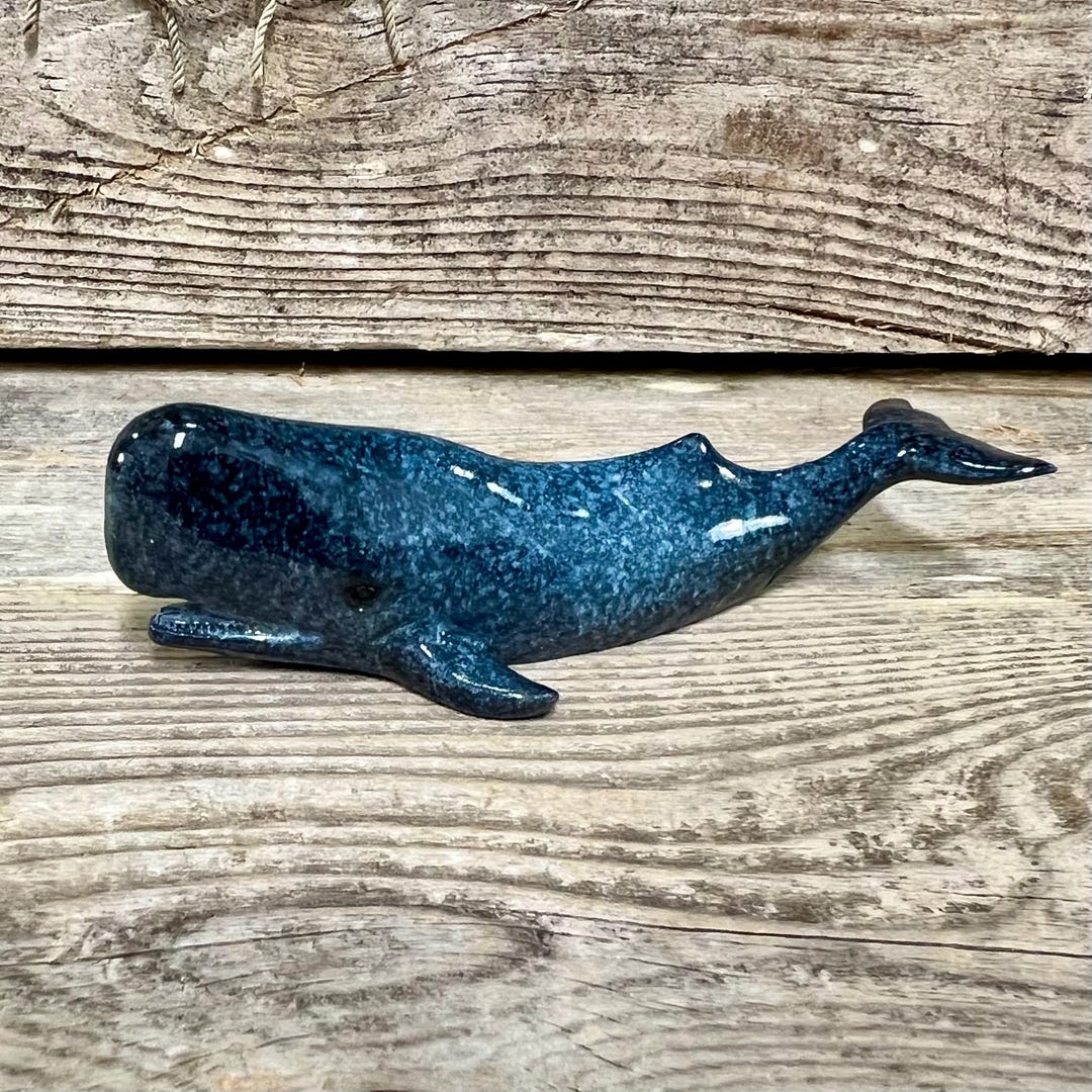 Miniature Blue Sperm Whale Figurine, Polyresin Nautical Decor - Etsy
