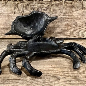 Navy Cast Iton Blue Crab Decorative Keeper Box With Hinged Secret Lid ...