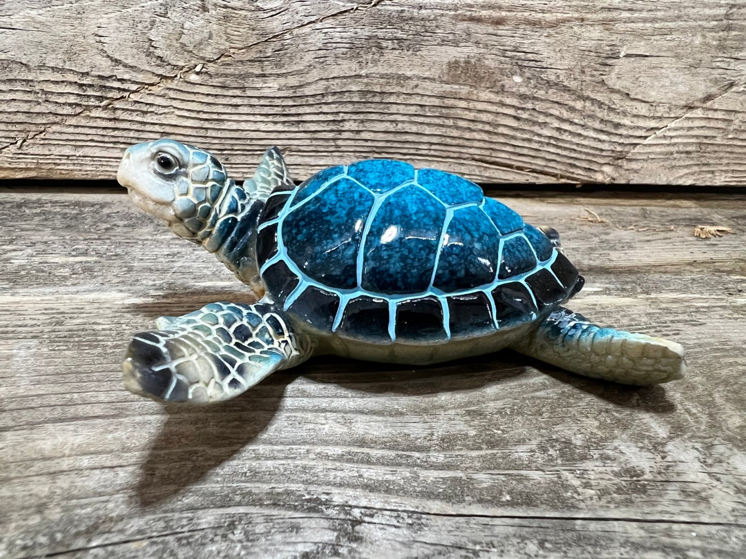 Polyresin Blue Sea Turtle Figurine - Etsy