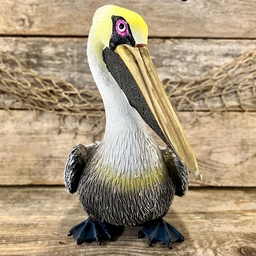 Large Hand-painted Resin Sitting Coastal Brown Pelican Statue - Etsy