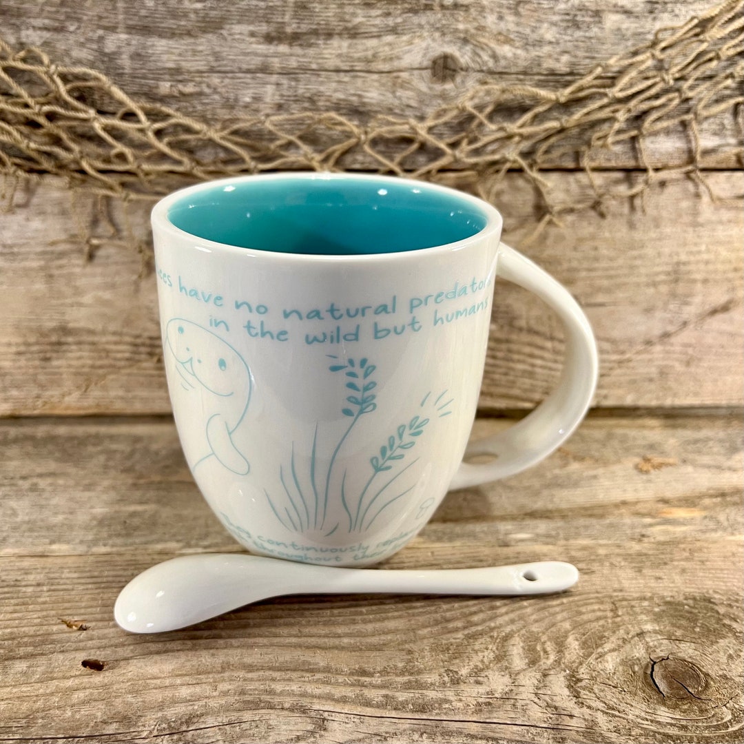 Manatee Facts Ceramic Mug With Spoon: Coastal Coffee, Tea, Cocoa - Etsy