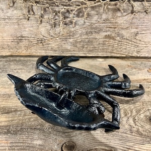 Navy Cast Iton Blue Crab Decorative Keeper Box With Hinged Secret Lid ...