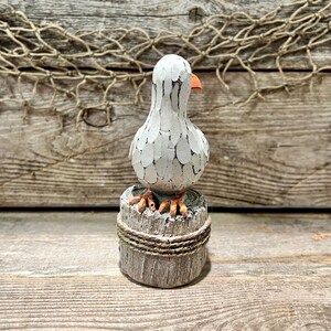 Miniature Wood-look Silly Seagull Hand-painted Resin Seagull Perched on ...