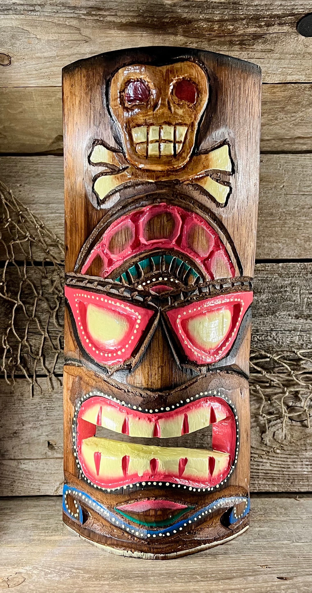 Handmade Skull and Bones Tiki Mask Wood Wall Plaque - Etsy
