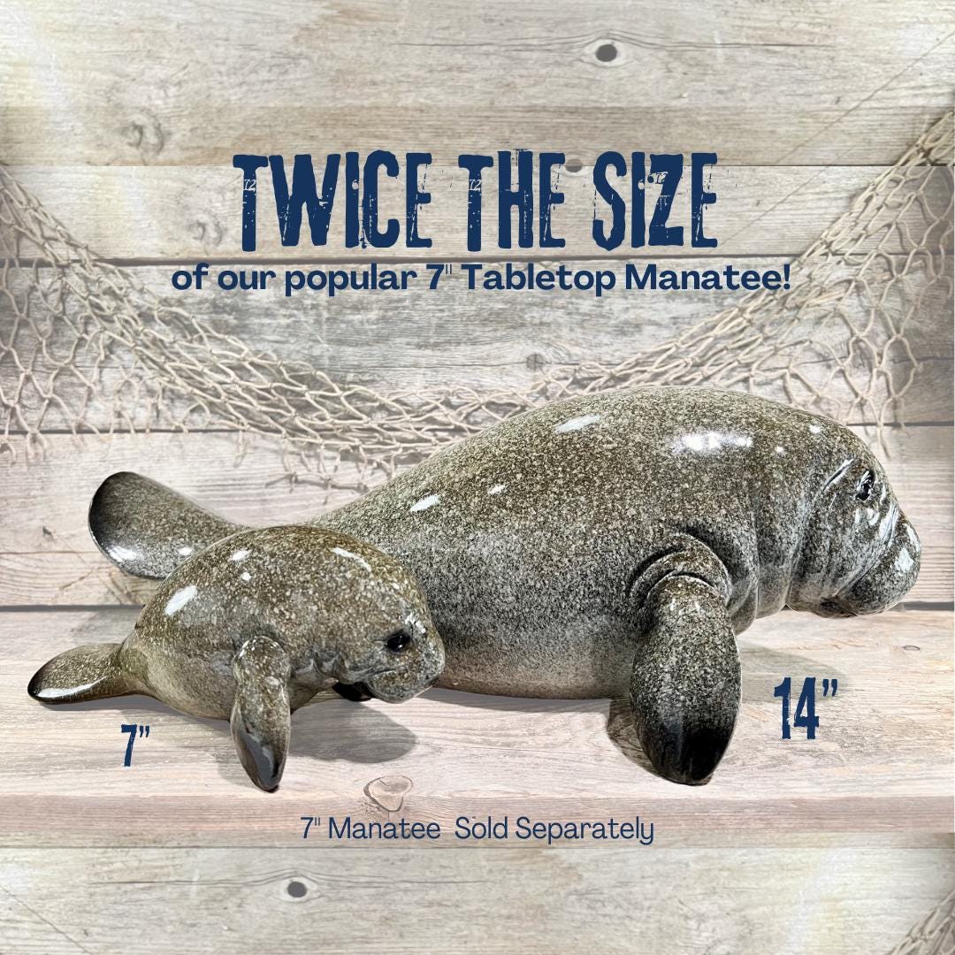 Oversized Manatee Figurine 14 Inch Realistic Coastal Decor for Florida ...