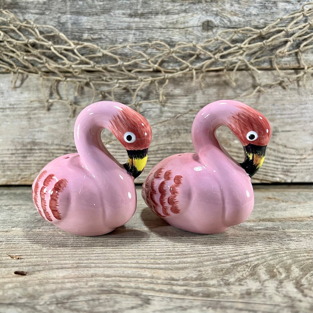 Hand-painted Pink Flamingo Couple Ceramic Salt and Pepper Shakers - Etsy