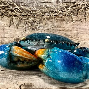 Realistic Blue Crab Polyresin Secret Trinket Jewelry Box With Hinged ...