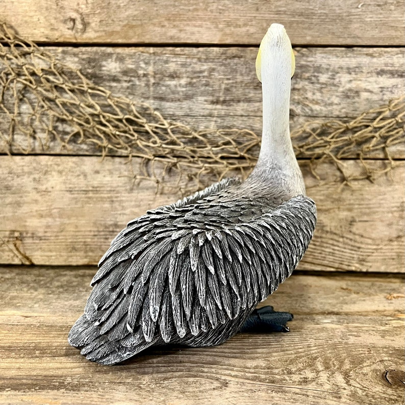 Large Hand-painted Resin Sitting Coastal Brown Pelican Statue - Etsy