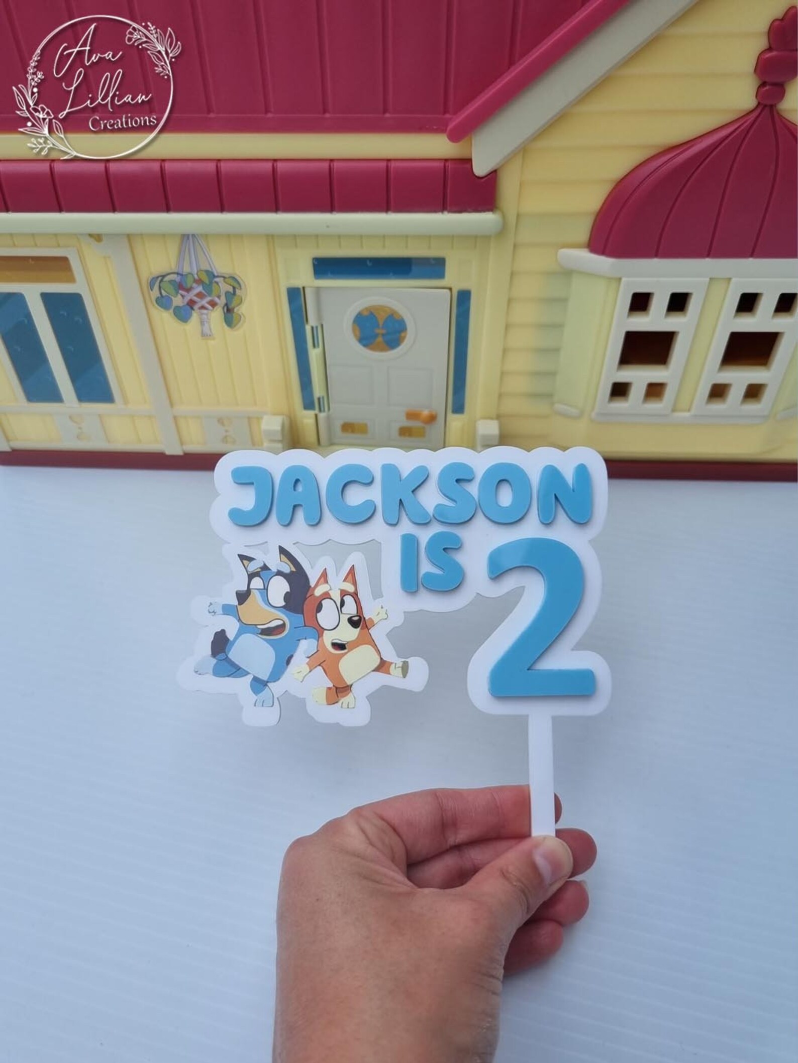 Bluey Theme Cake Topper I Personalised Birthday Cake Topper I - Etsy