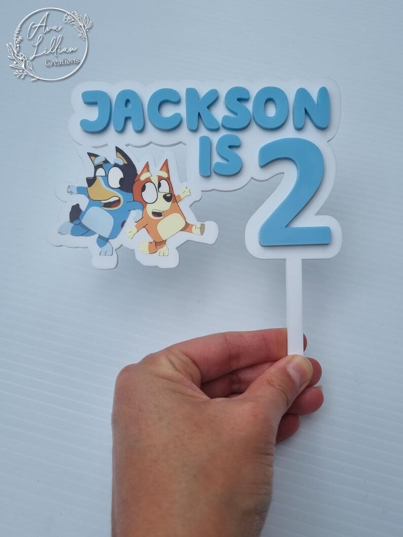 Bluey Theme Cake Topper I Personalised Birthday Cake Topper I - Etsy
