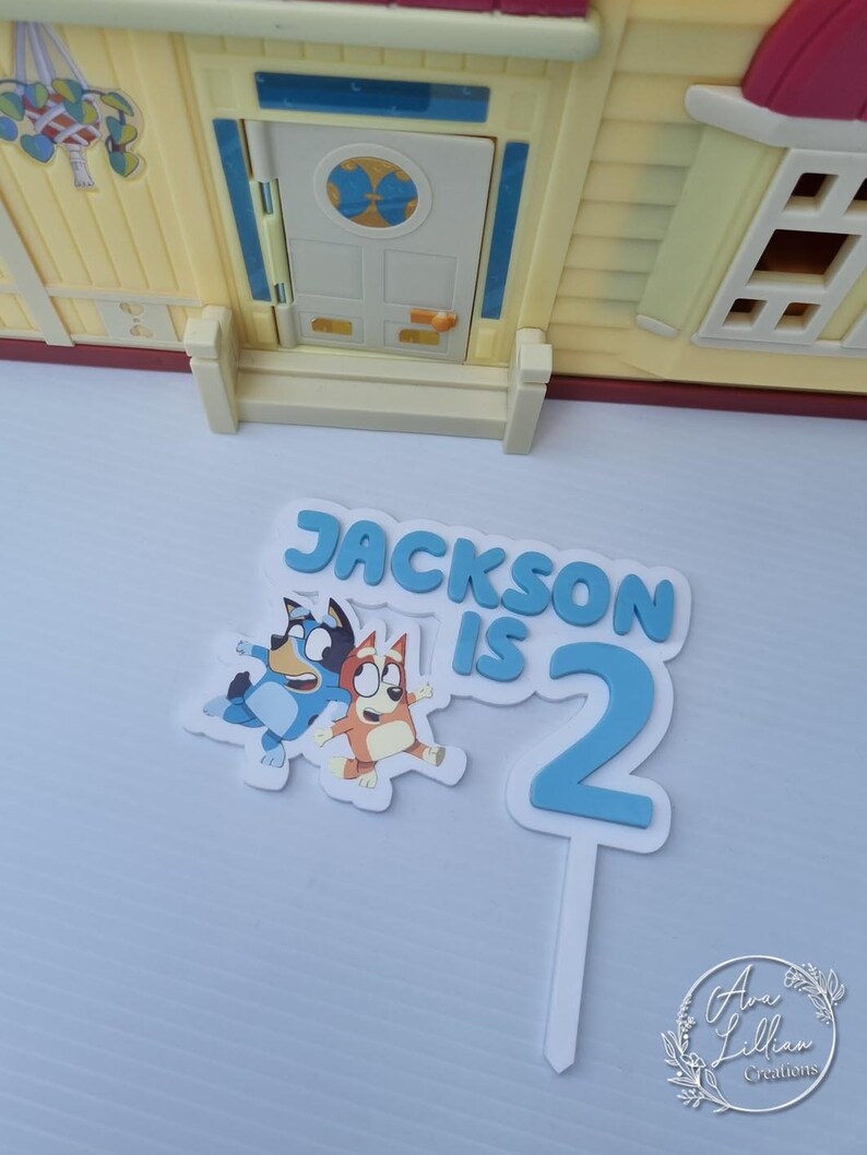 Bluey Theme Cake Topper I Personalised Birthday Cake Topper I - Etsy
