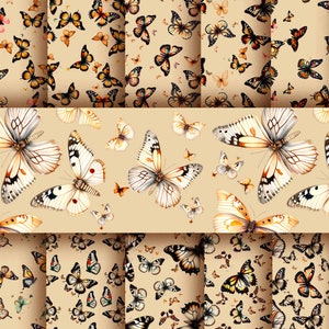 Seamless Pattern PNG, Butterly Wallpaper, Pastel Digital Paper, Paper ...