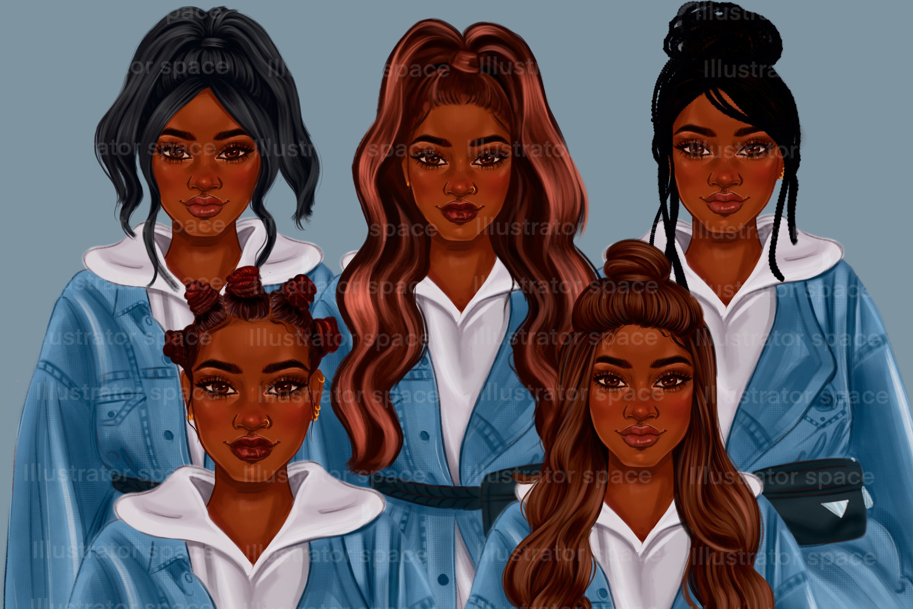 African American Women Clipart Fashion Girl Clip Art Afro - Etsy