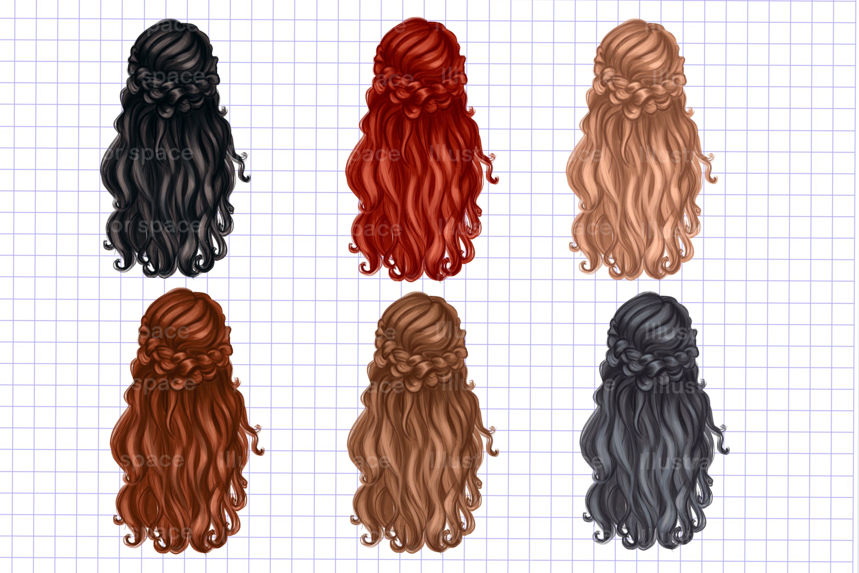 Hair Cliparts DIGITAL DOWNLOAD Hair Set Clipart Custom - Etsy