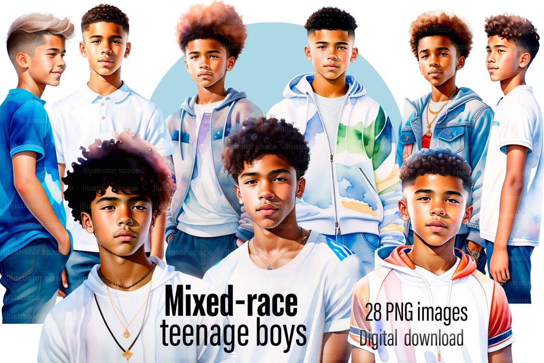Mixed-race Teenage Boys Clipart, Family Clipart, Teenager Clipart ...