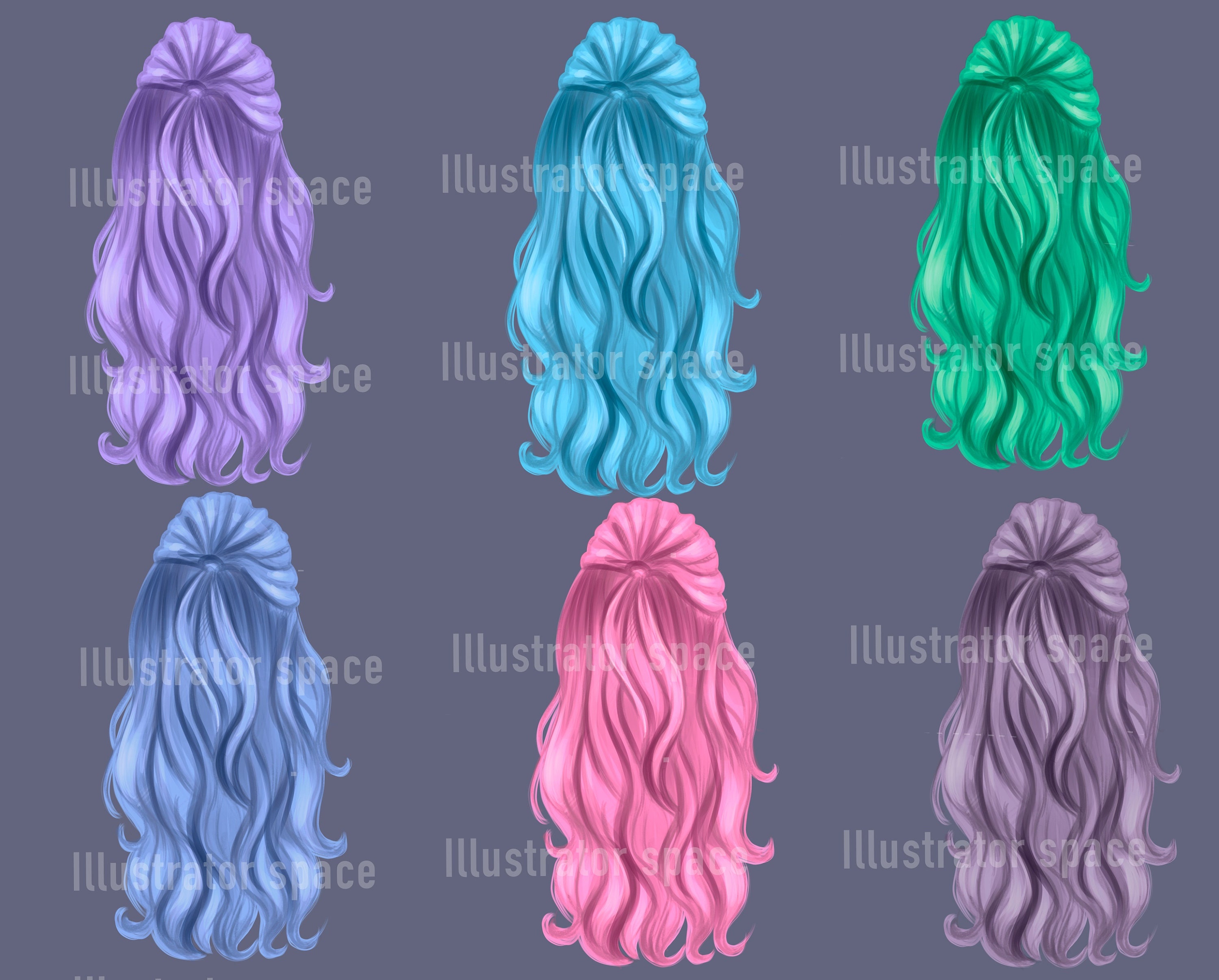 Hair cliparts DIGITAL DOWNLOAD Hair Set ClipArt Custom | Etsy