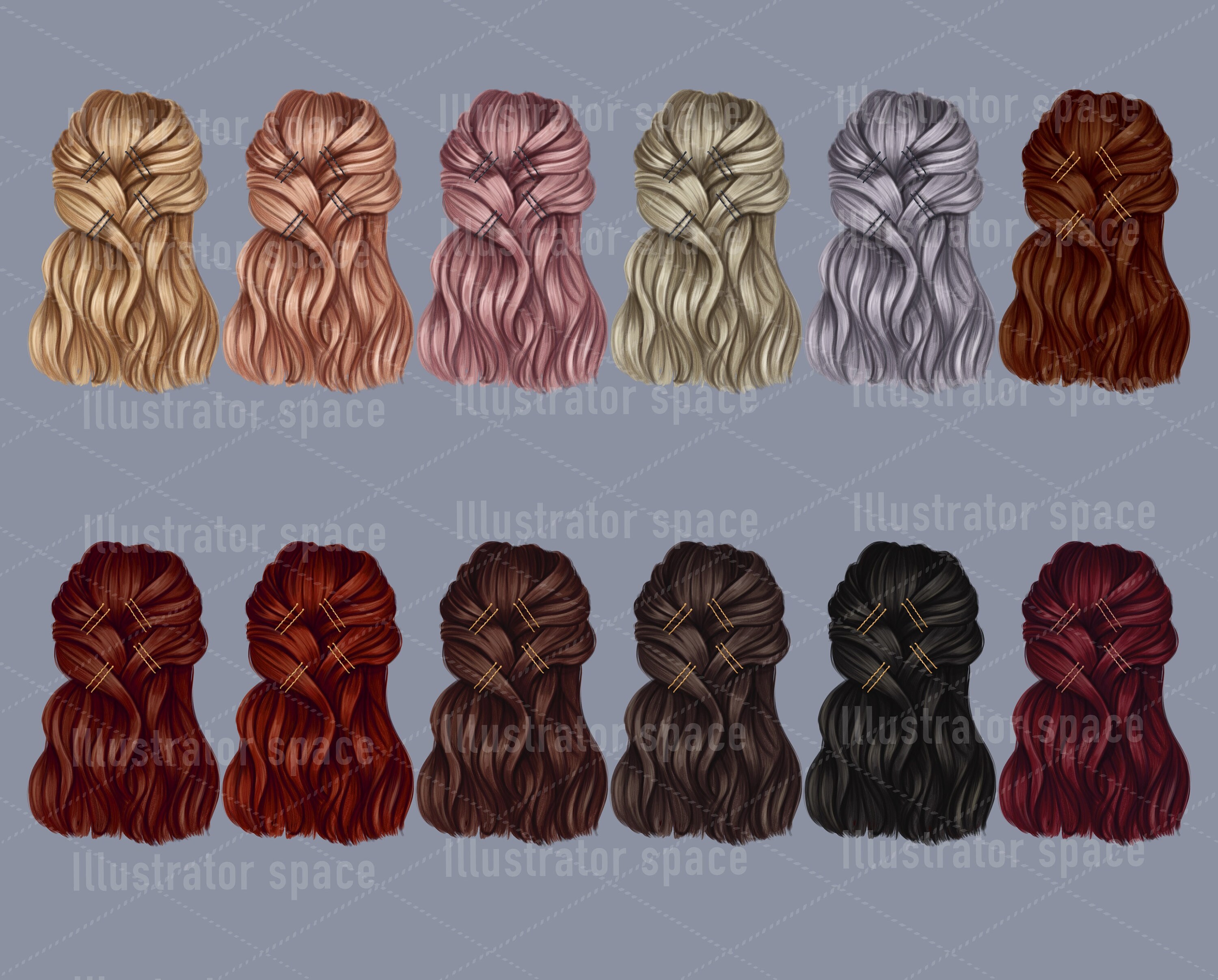 Custom Hairstyles Clipart Hair Clip Art DIGITAL DOWNLOAD Hair - Etsy