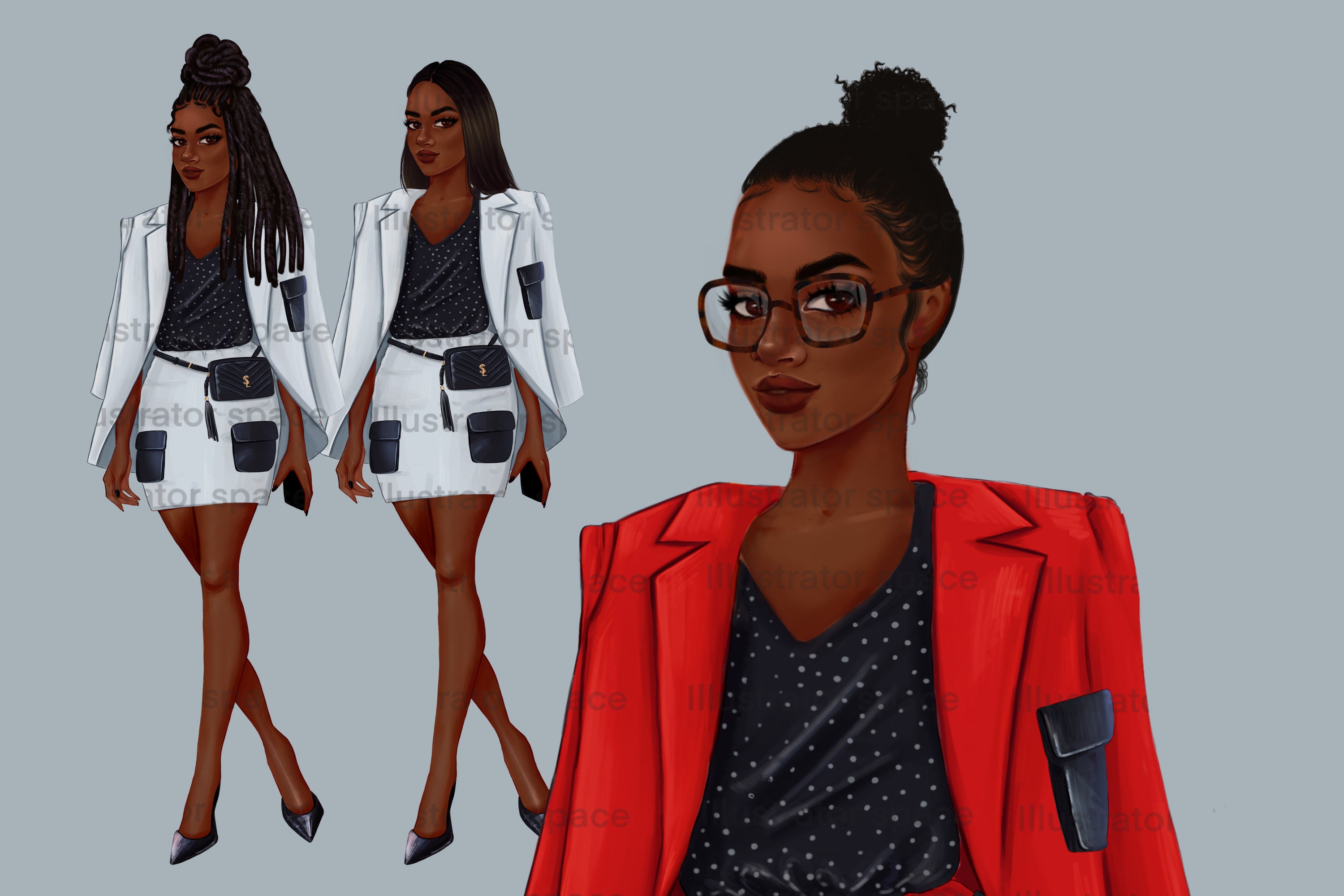 African American Girl Clipart Fashion Girl Clip Art Girl - Etsy