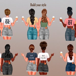 Best Friends Clipart, Hair Clipart, Fashion Girl Clipart, Black Girl ...