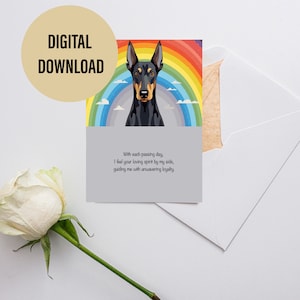 Doberman Memorial Card, Pet Bereavement, Rainbow Bridge, Pet Sympathy ...
