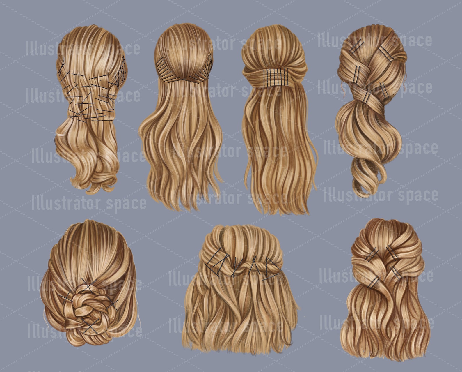 Custom Hairstyles Clipart Hair Clip Art DIGITAL DOWNLOAD Hair - Etsy