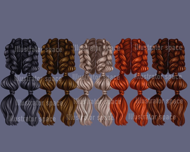 Braids clipart Hairstyles clipart DIGITAL DOWNLOAD Hair clip | Etsy