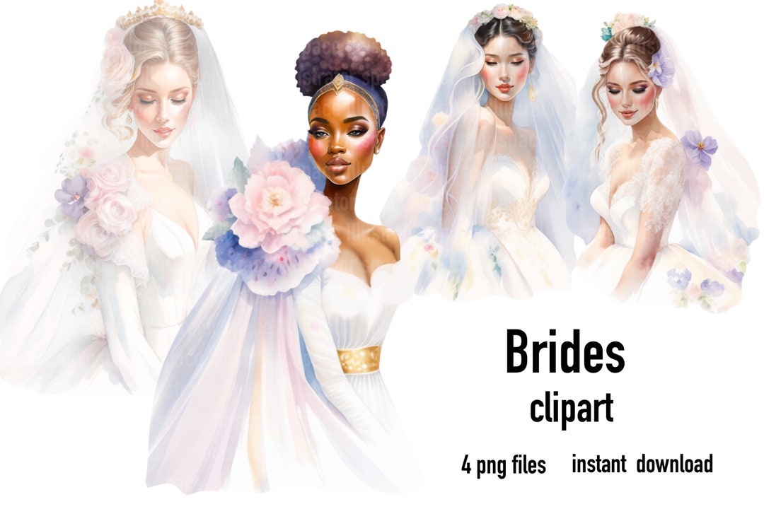 Bride Clipart for Wedding Invitations, Bride PNG, Bridal Artwork ...