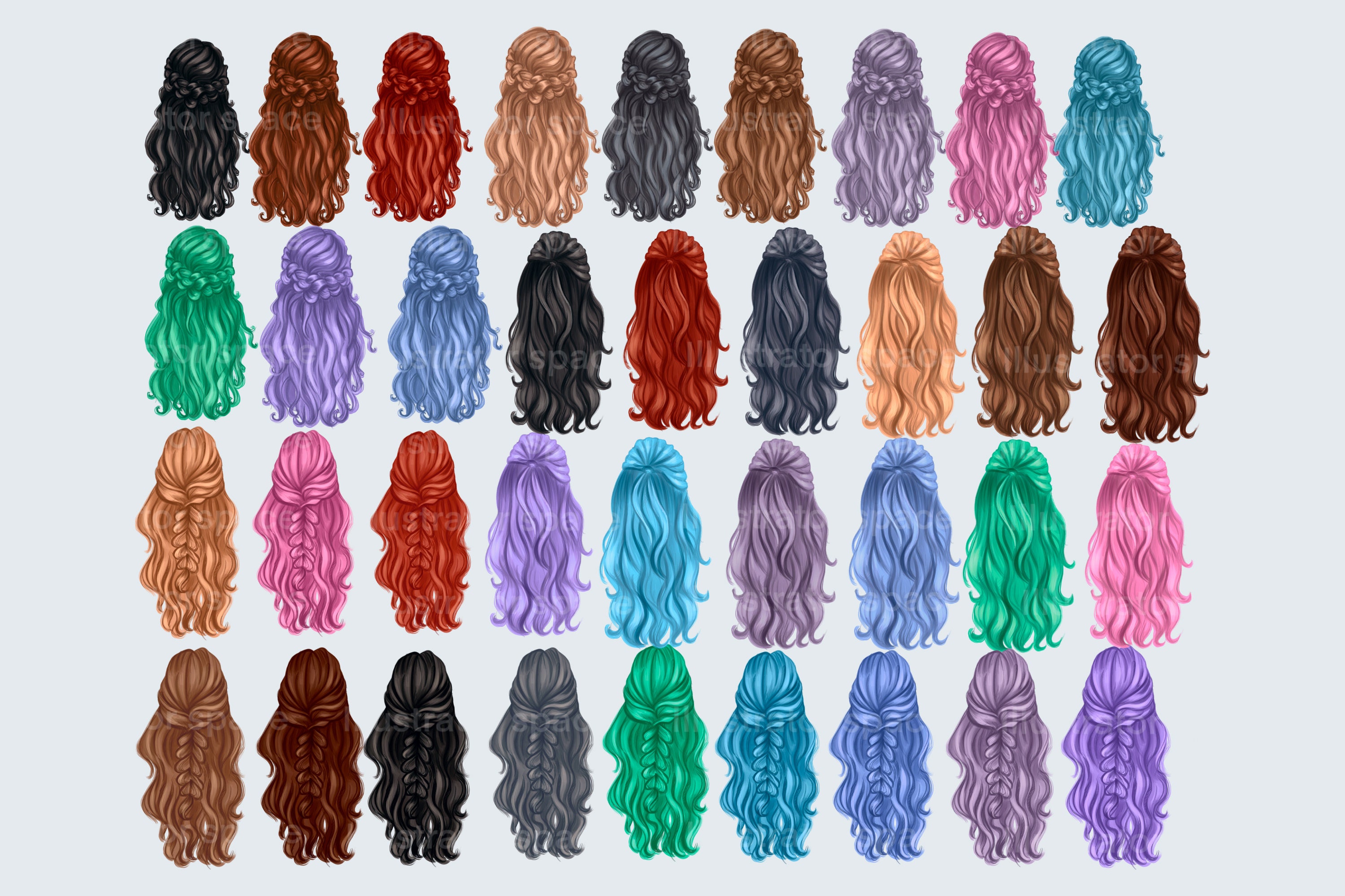 Hair Cliparts DIGITAL DOWNLOAD Hair Set Clipart Custom - Etsy
