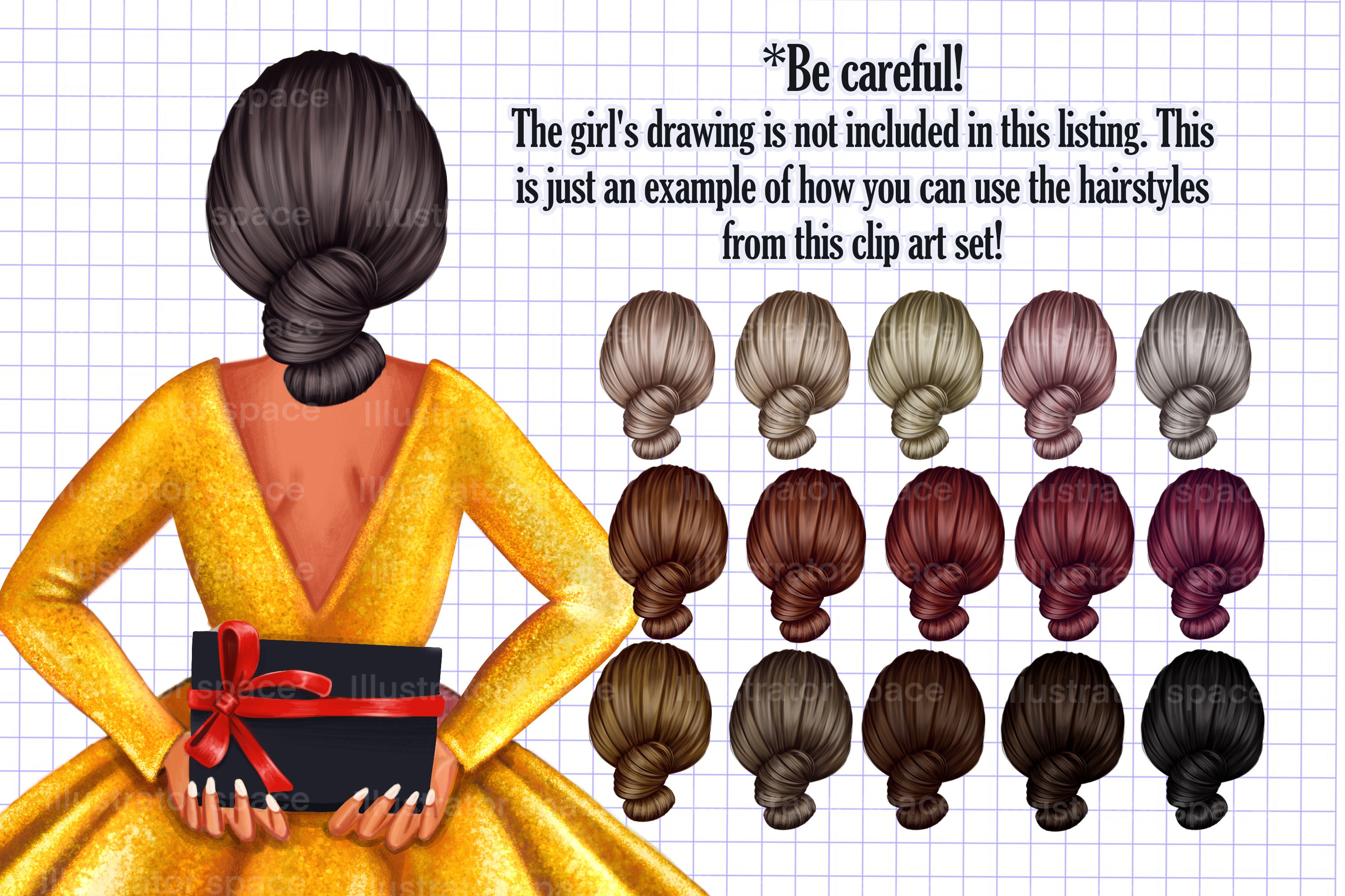 Hair Clipart Hairstyles Clip Art DIGITAL DOWNLOAD Hair Png | Etsy