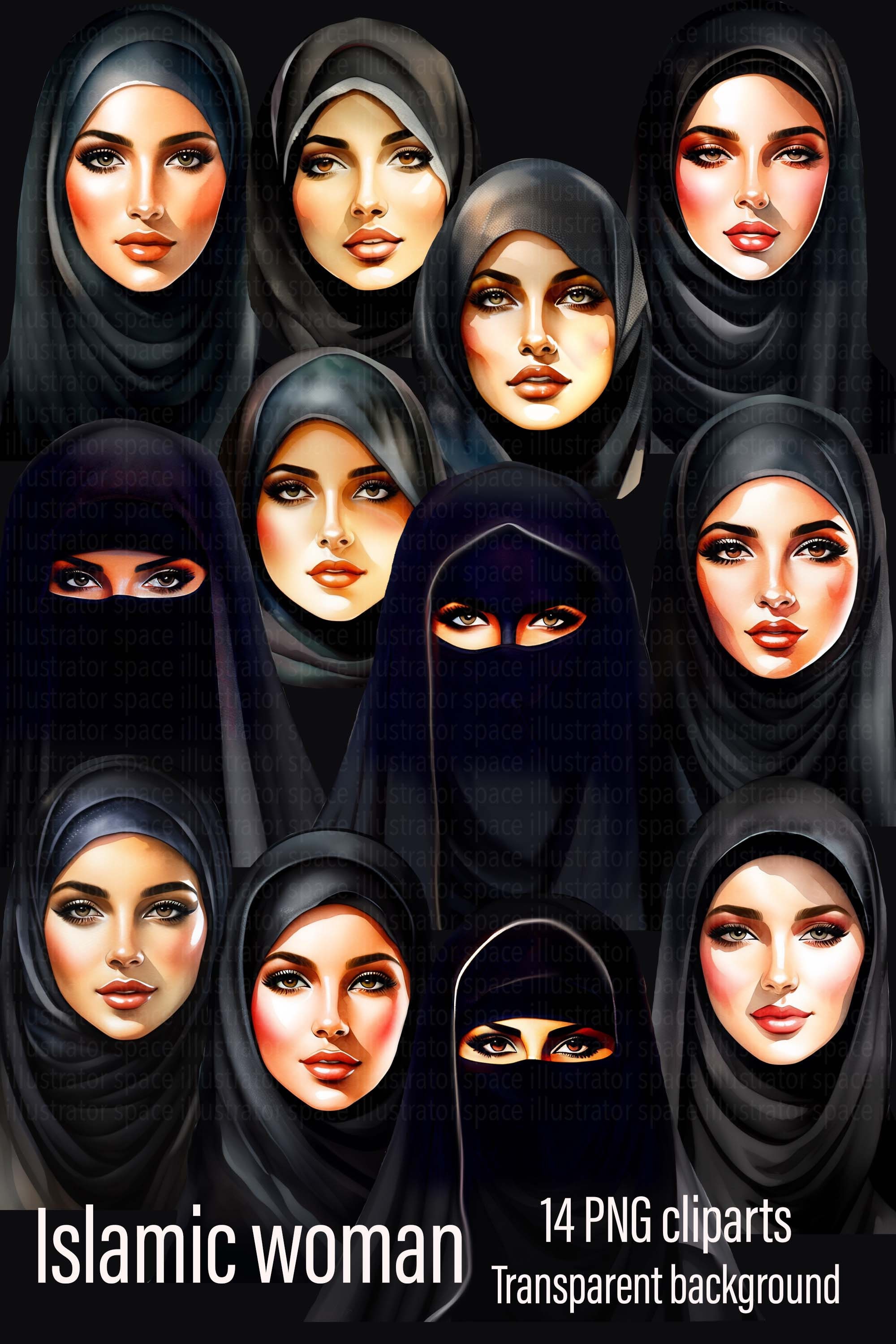 Islamic Woman Clipart Muslim Woman in Niqab Clipart Hijab - Etsy