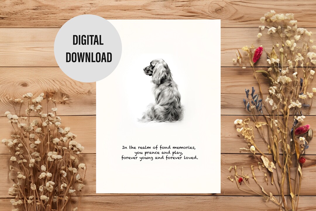 Cocker Spaniel Loss Gift Digital Download for Print Pet Sympathy Card ...