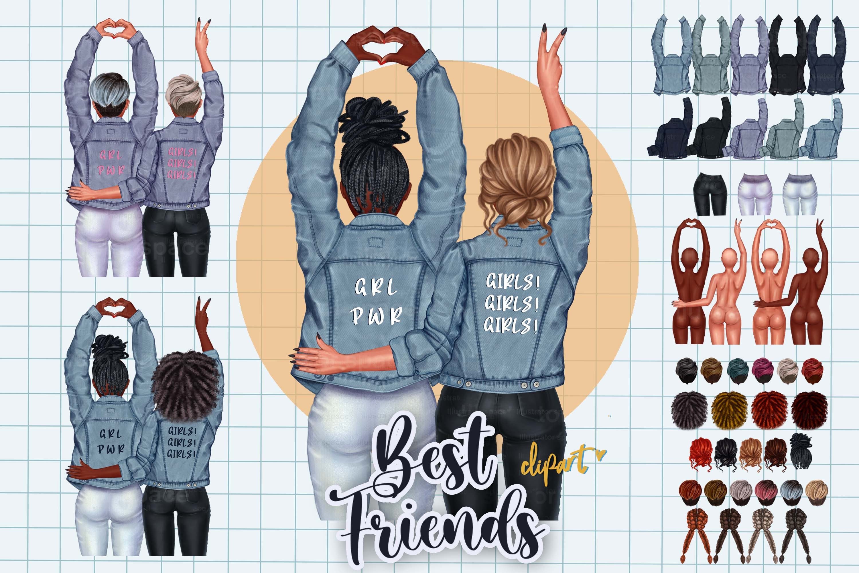 Best Friends Clipart Besties Clip Art PNG Couple Clipart - Etsy UK