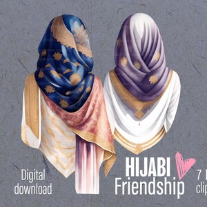 Hijabi Best Friends Clipart, Arab Art, Best Friends Clipart, Besties ...