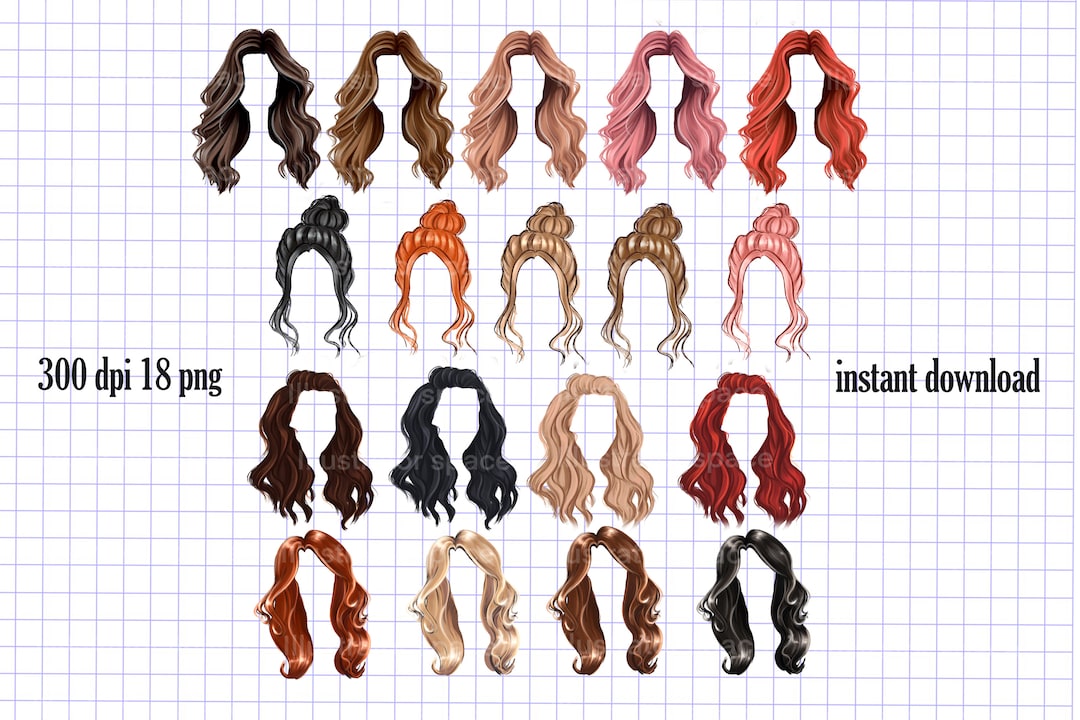 Hair Clip Art DIGITAL DOWNLOAD Hair Set Clipart Custom Hairstyles Hair ...