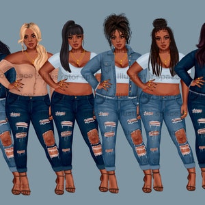 Denim Girl Clipart Jeans Girl Clipart African American Clipart - Etsy