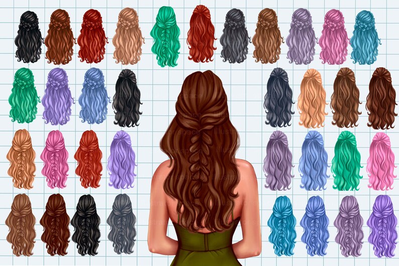 Hair Cliparts DIGITAL DOWNLOAD Hair Set Clipart Custom - Etsy