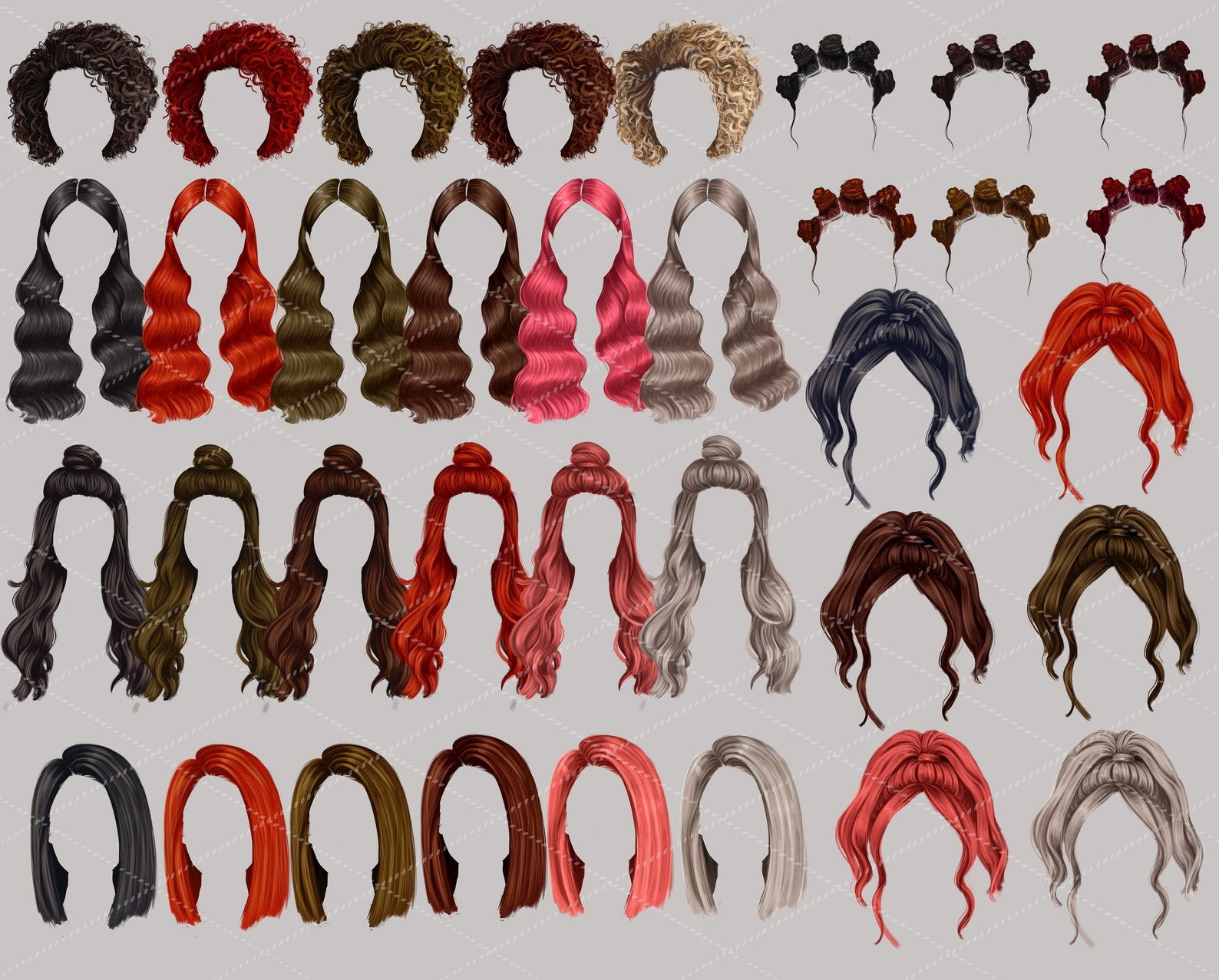 Hair PNG Hairstyles Clipart Hair Set Clipart Custom Hairstyles | Etsy