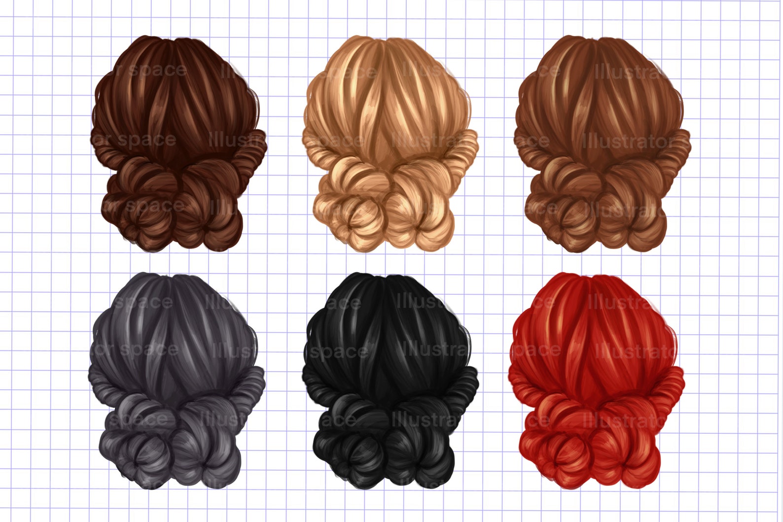 Hairstyles Clip Art DIGITAL DOWNLOAD Hair Png Hair Set Clipart - Etsy