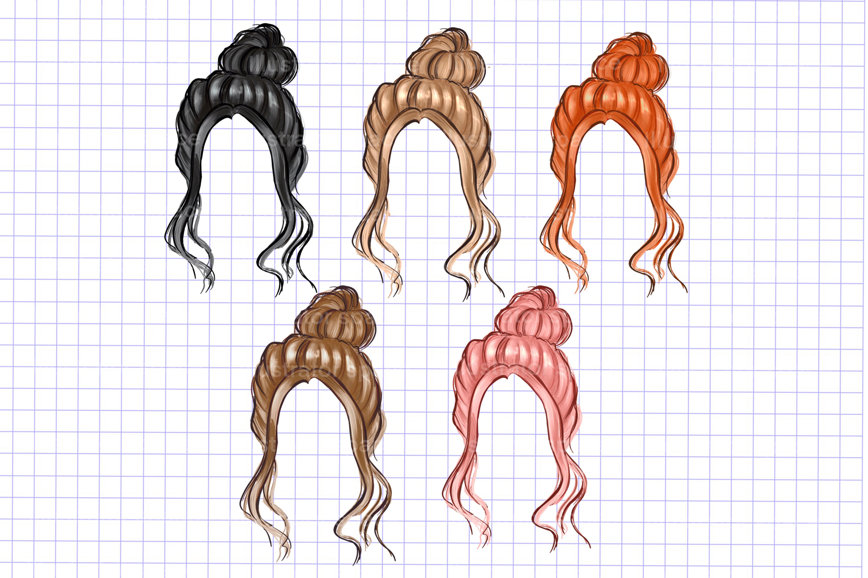 Hair clip art DIGITAL DOWNLOAD Hair Set ClipArt Custom | Etsy
