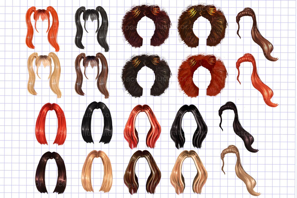 Hair Clipart DIGITAL DOWNLOAD Hair Set Clip Art Custom | Etsy