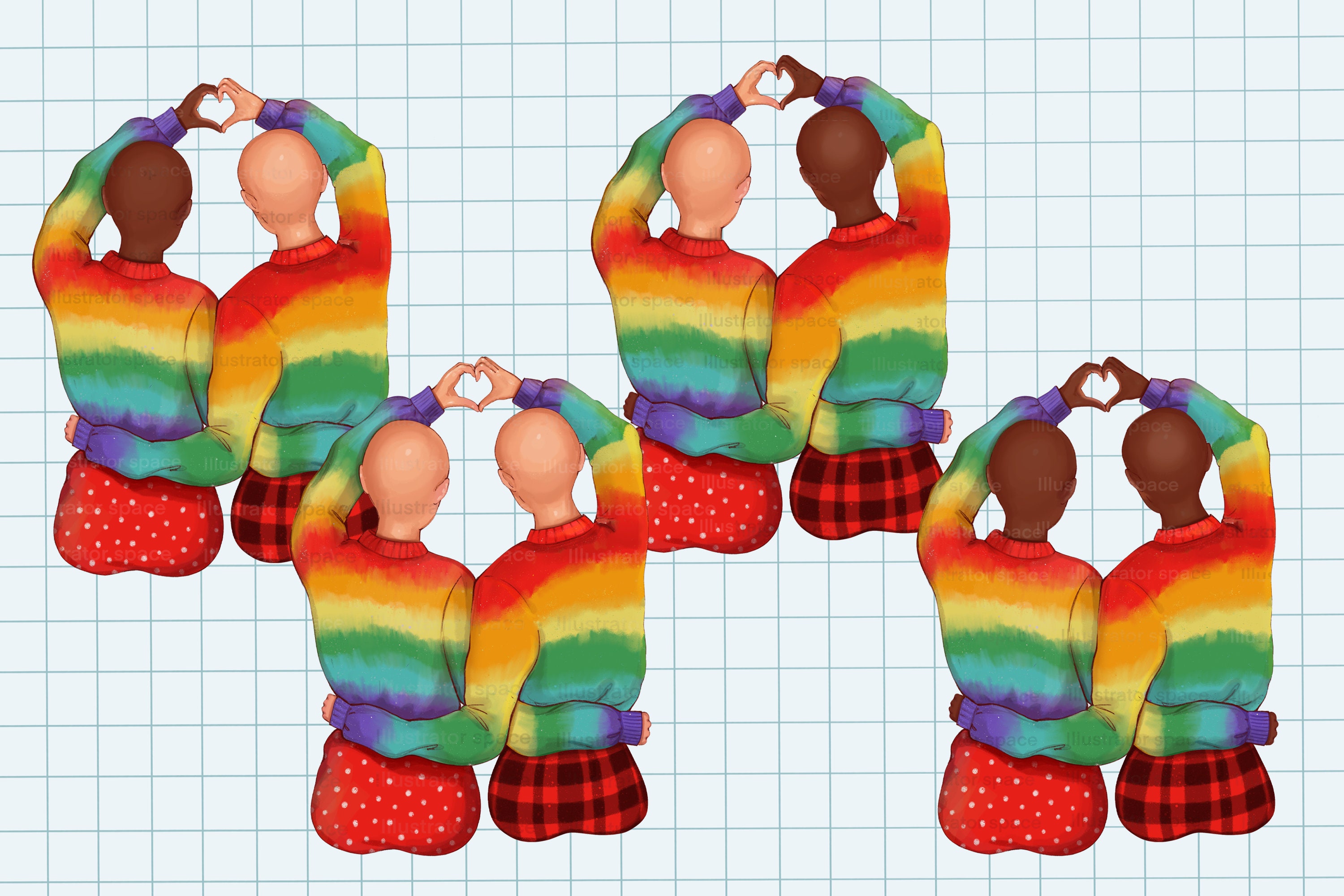 Christmas LGBT Clipart Pride Png Couple Lesbian Clipart - Etsy