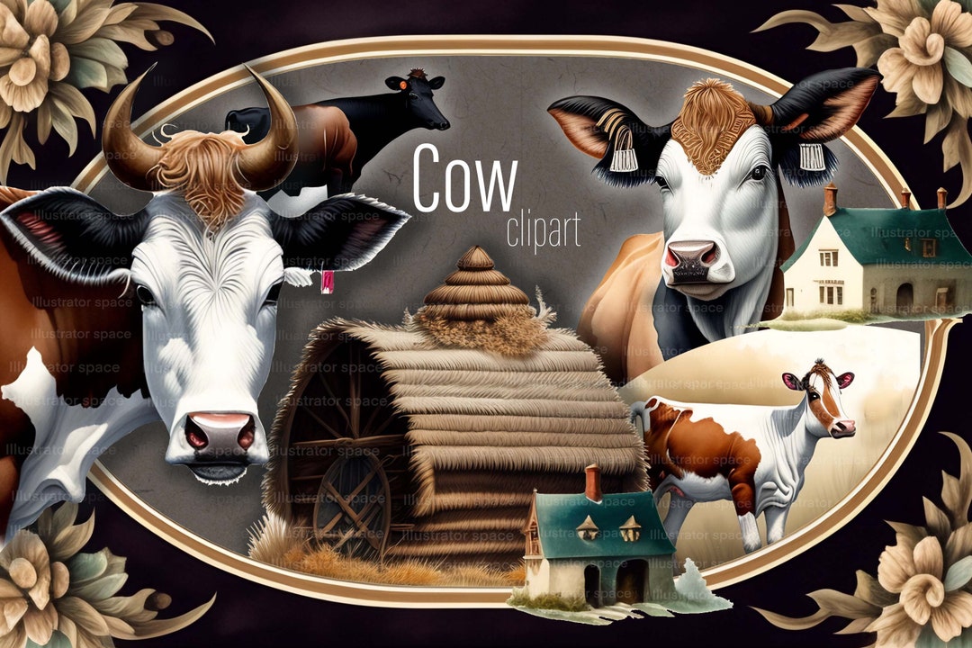 Cow Clipart, Farm Animals Clipart, Cow PNG, Farm Animals Png, Cute Cow ...