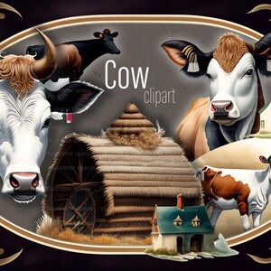 Cow Clipart, Farm Animals Clipart, Cow PNG, Farm Animals Png, Cute Cow ...