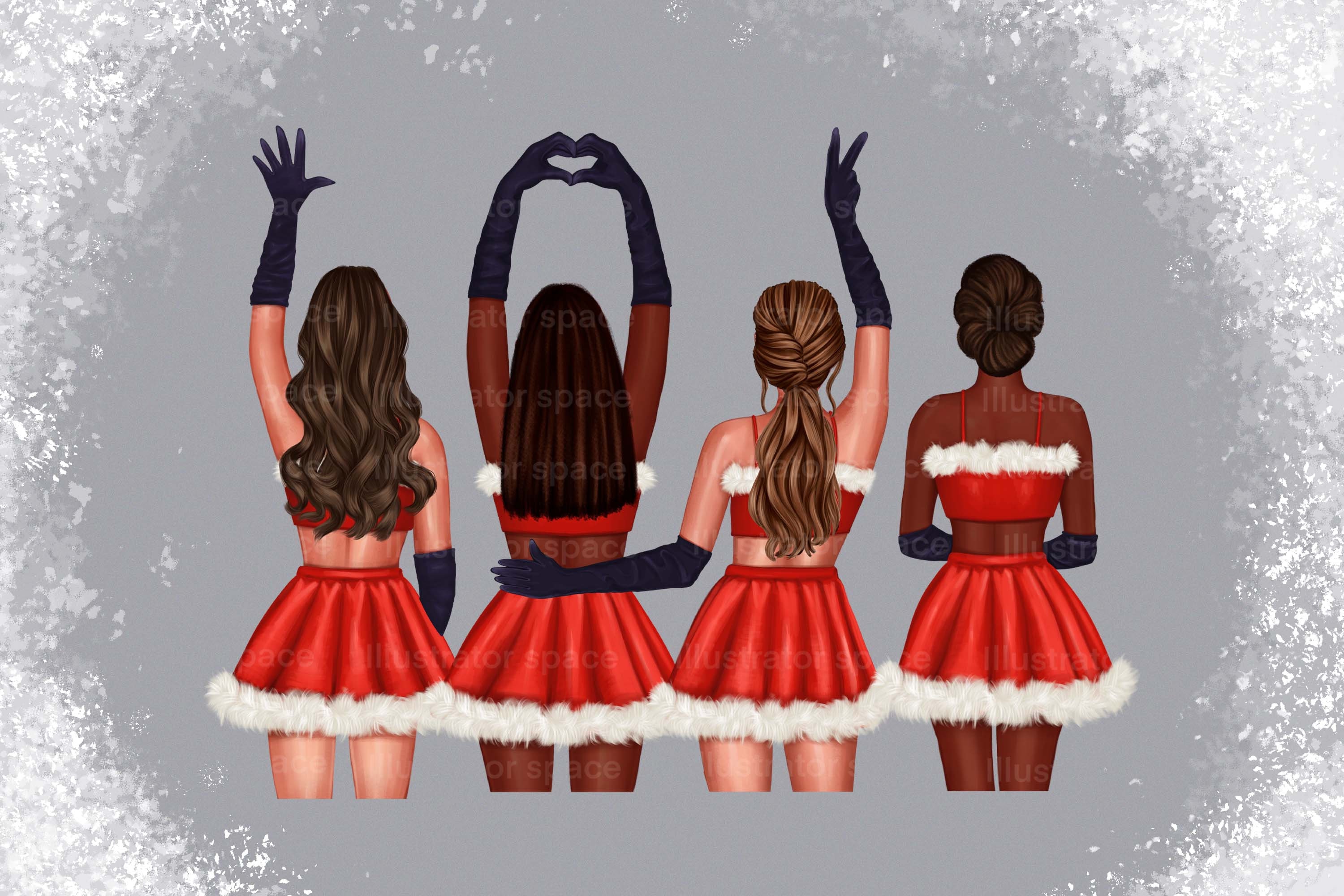 Christmas Best Friends Clipart Holiday Besties Personalized - Etsy