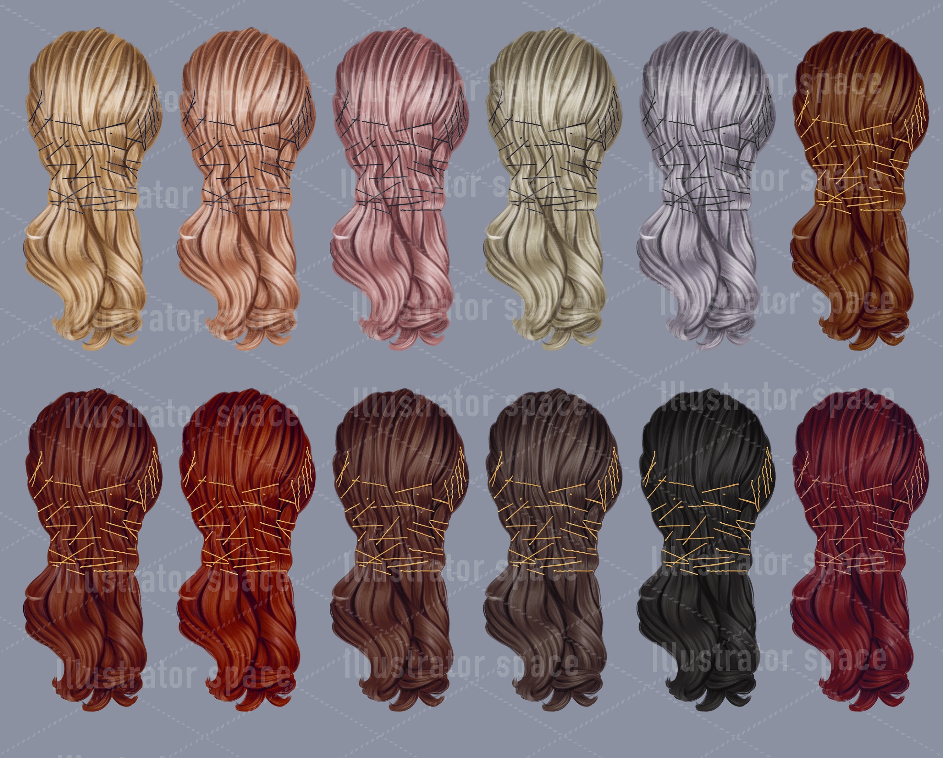 Custom Hairstyles Clipart Hair Clip Art DIGITAL DOWNLOAD Hair - Etsy