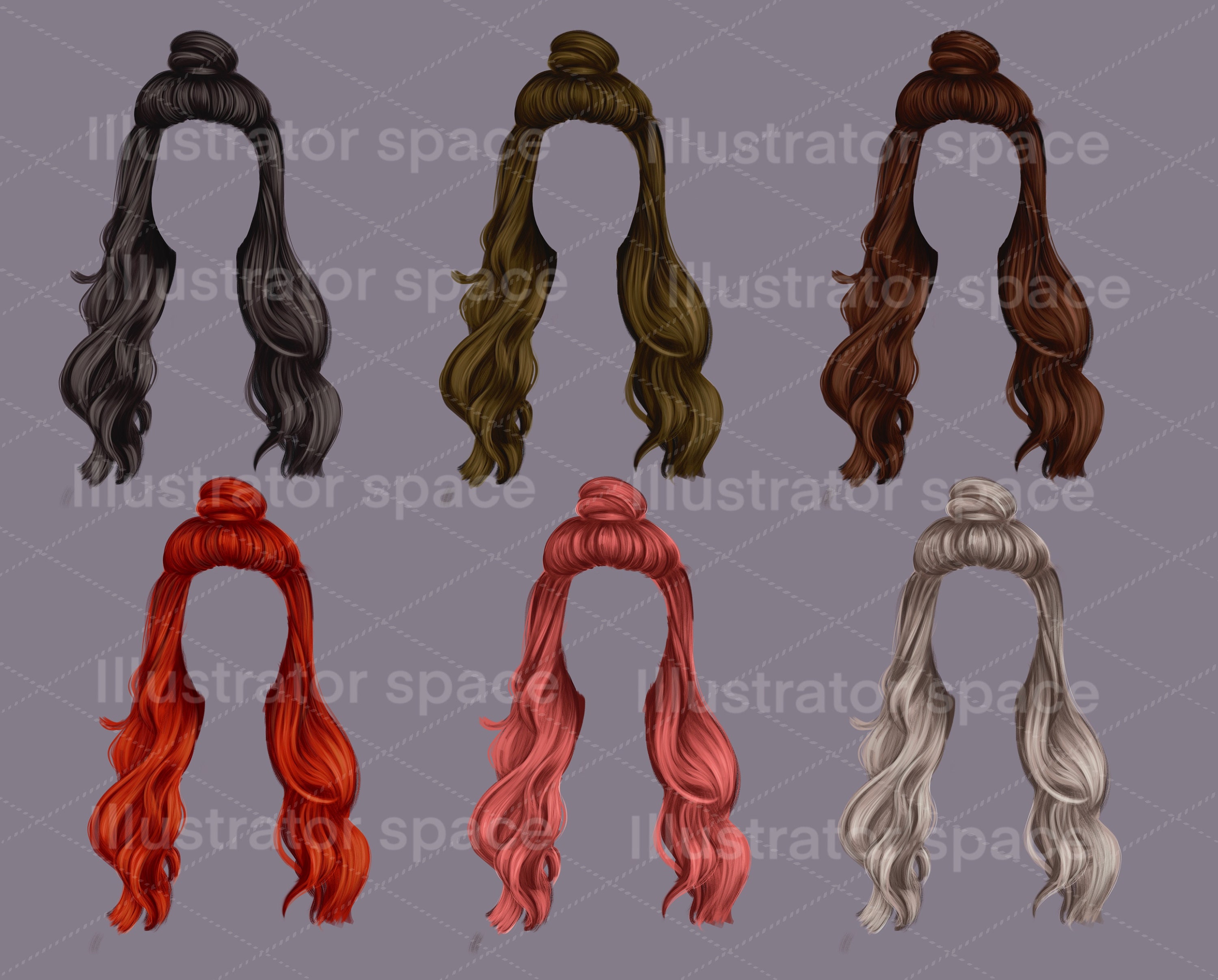 Hair PNG Hairstyles Clipart Hair Set Clipart Custom Hairstyles | Etsy