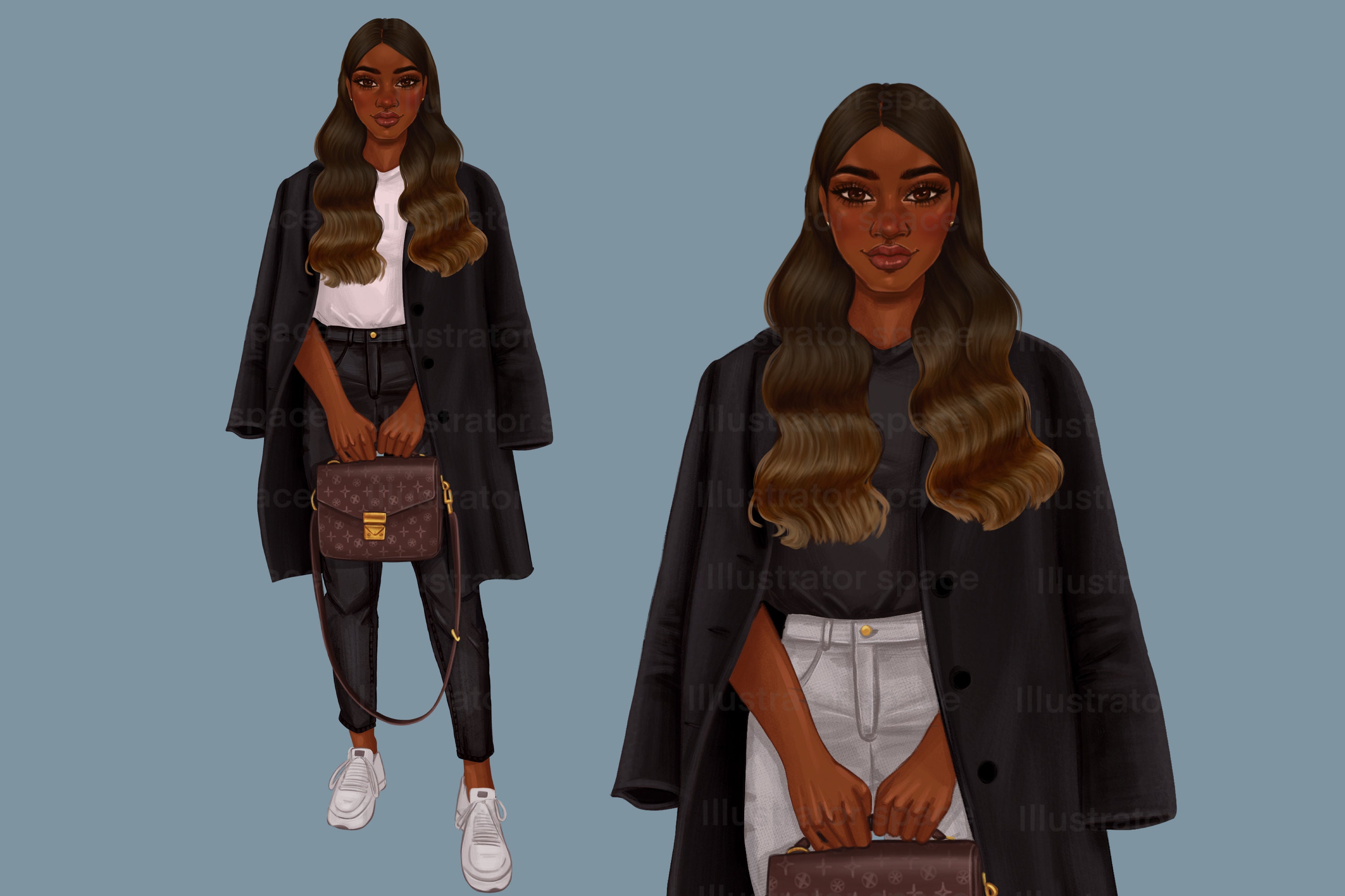 African American Girl Clipart Fashion Girl Clipart Afro - Etsy